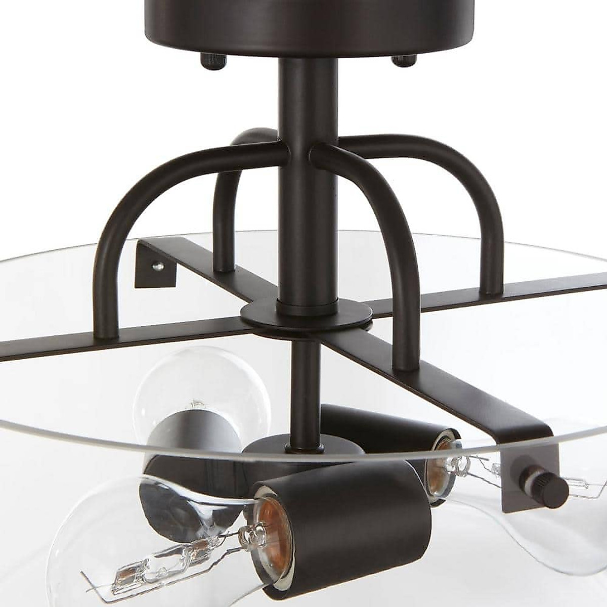 3-Light Bronze Semi-Flush Mount with Clear Glass Shade