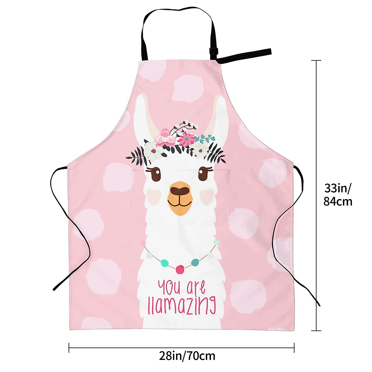 Echoserein Cute Llama Alpaca Apron Adjustable Bib Aprons With 2 Pockets For Men Women Chef Waterproof Decorative For Kitchen Cooking Bbq Grilling