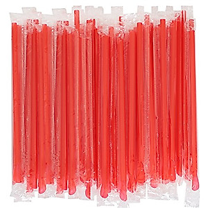 Individually Wrapped Sno-cone Spoon Straws (Red, 300)