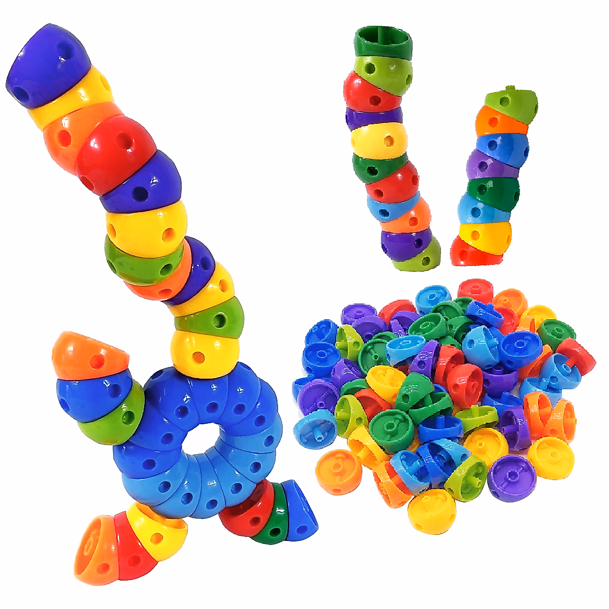 KUTOI Snap n Twist Building Toys - Wocky Blocks - 80 Piece STEM Snap Cubes for Preschool & Elementary School, Tactile Sensory Toys for Boys & Girls, Ages 3+