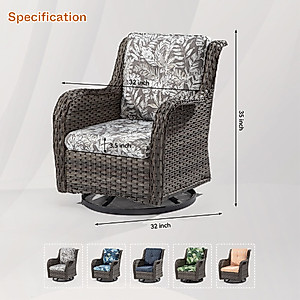 Joyside Outdoor Swivel Rocker Wicker Chair Set of 2, High Back Swivel Patio Chairs Wicker Furniture, 2PCS Rattan Swivel Rocking Chairs with OIefin Cushions(Smoky Leaf)