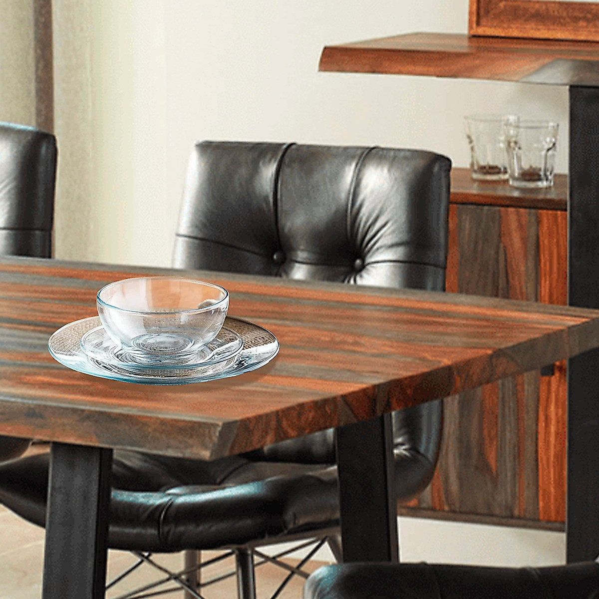 SEDLAV Round Clear Glass Dinnerware Set (12 Pieces)