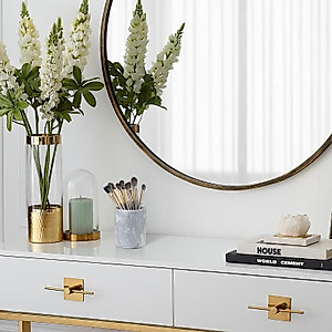 MARBBNEST Marble Storage Container with Metal Lid, Functional Organizer for Makeup Brushes, Cotton Swabs, and Accessories - Elegant Countertop Solution (White)