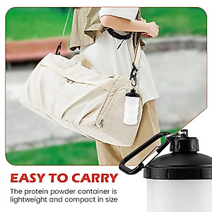 JIANWEI Protein Powder Storage Container, 3 Layer Stackable Leak-proof Formula Dispenser with 50 Inspirational Words Stickers and 1 Keychain, Portable Protein Powder Holder(Black+white)