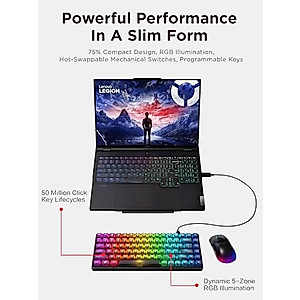 Lenovo Legion K510 Mini Pro Wired Mechanical Gaming Keyboard - 75% Compact Design, RGB Illumination, Hot-Swappable Mechanical Switches, Programable Keys