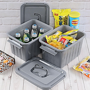 Tstorage 6 Quart Plastic Storage Latch Box with Lid and Handle, Gray, 6 Pack