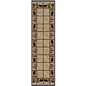 Rustic Lodge, Bear Cabin 2x8 Area Rug, 2'3"x7'7" Multi 7472