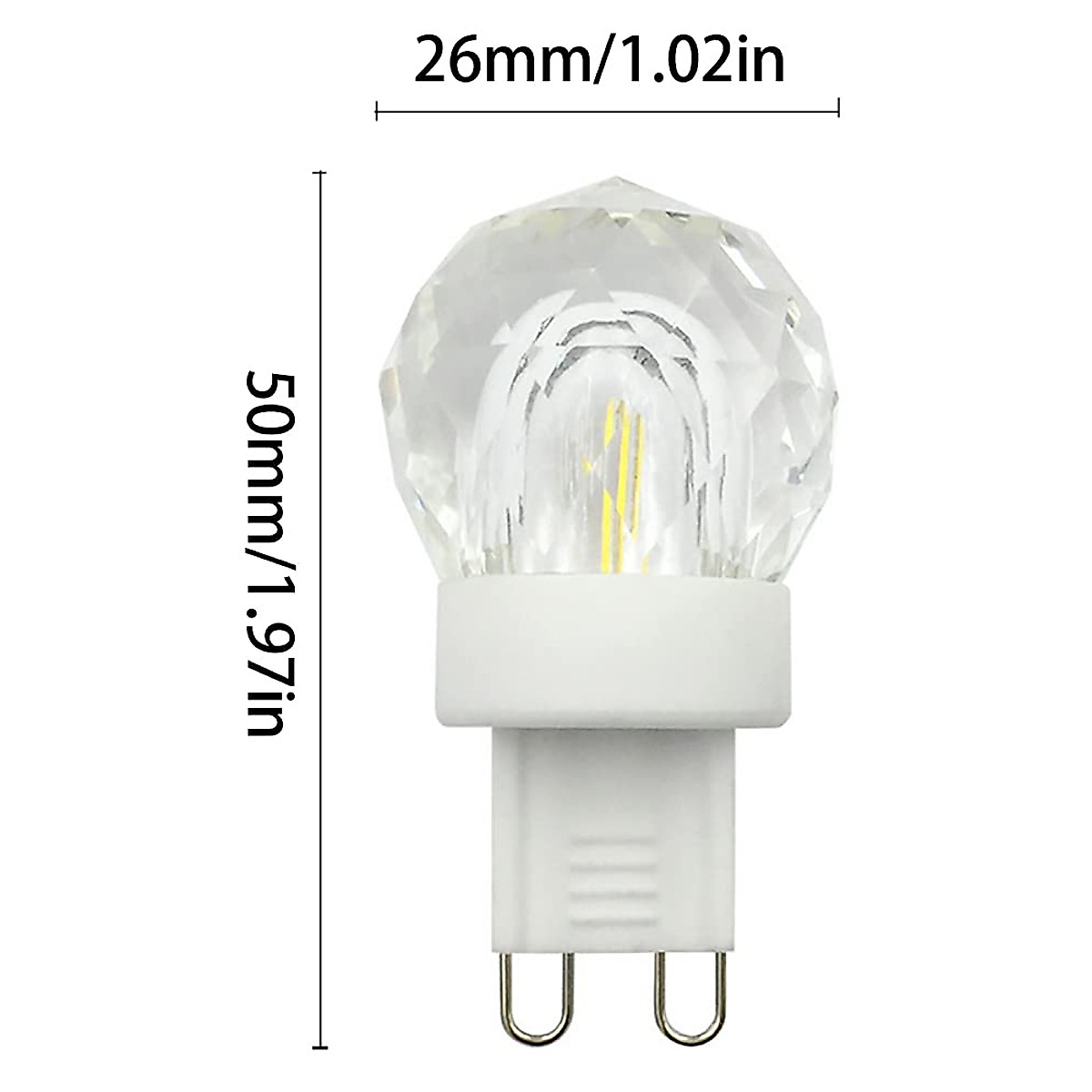 G9 2W LED Bulb Mini Globe Crystal Light (20W Equivalent) Glass Cob Decorative Light Bulb G9 Bi Pin Ceramics Base for Home Lighting Ceiling Light Dimmable 360 Angle Beam Cool White AC110V 6 Pack