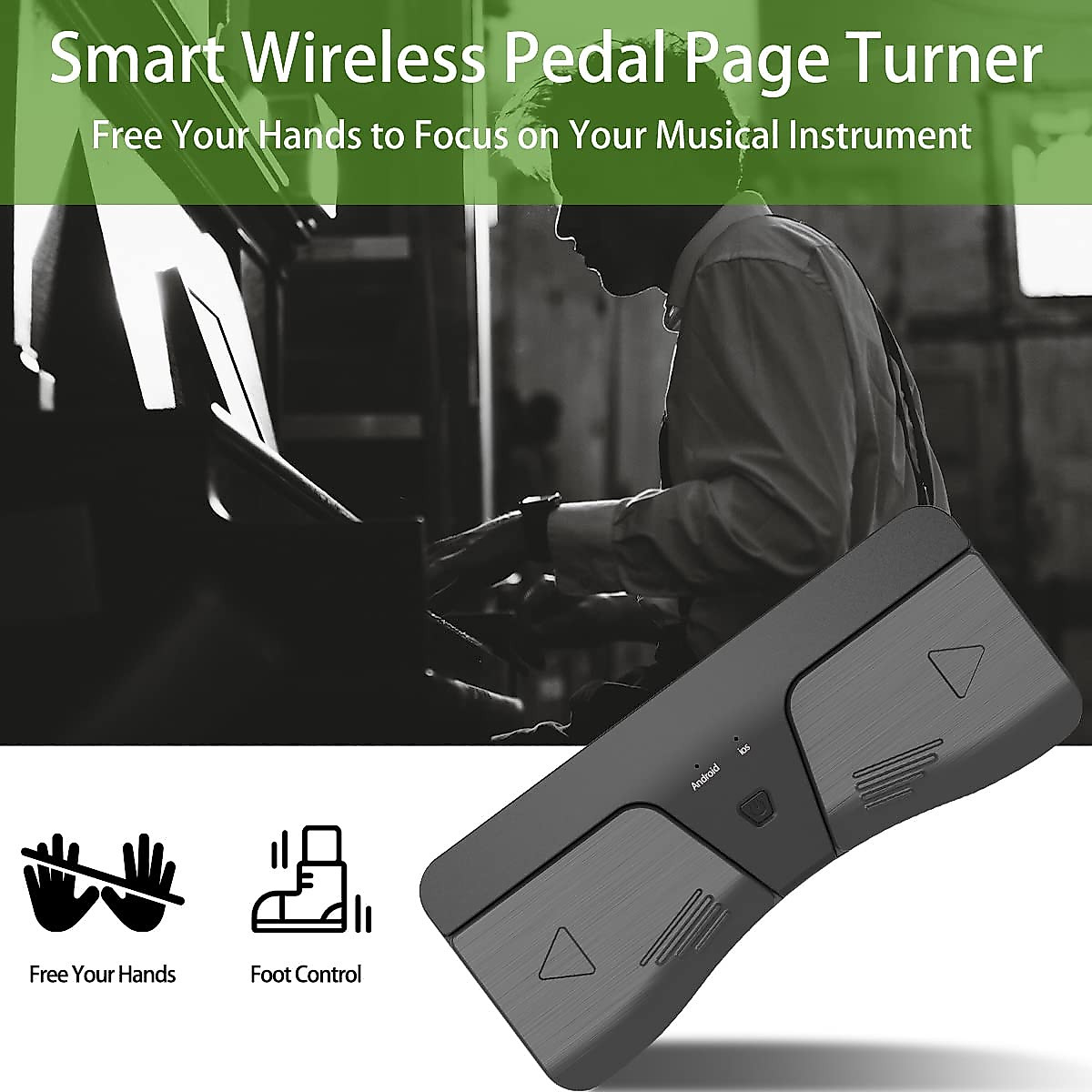 Wireless Page Turner Pedal For Music Support iOS Android Phone Tablets Foot Switch Pedal Control