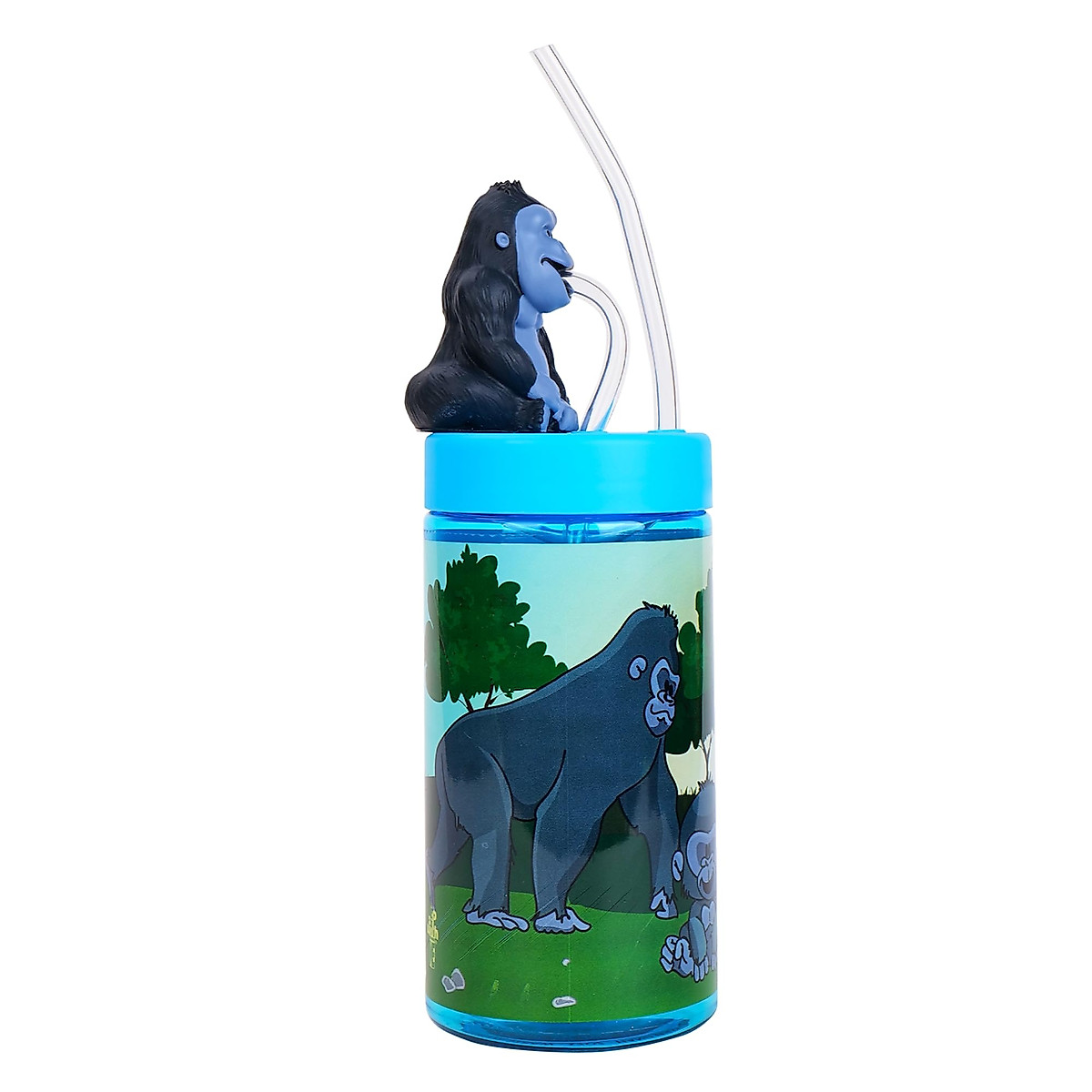 Sip with ME Zoo Silverback Gorilla Cup, Kids Water Bottle, Toddler Cups, Tumbler with Lid and Straw, Travel Sippy Cup for Water or Milk, Kids Cups with Lids, Toddlers 3 and Up, BPA Free Plastic, 12 oz