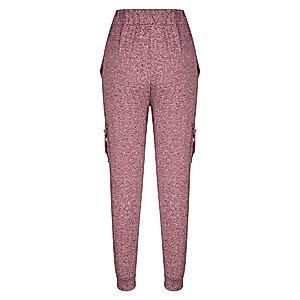 SMIDOW Womens Baggy Sweatpants with Pockets Drawstring Elastic Waist Cropped Jogger Running Pants Comfy Lounge Capris Petite Sweatpants for womenPink