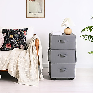 GRANNY SAYS 3 Drawer Storage Organizer, 3 Drawer Dresser, Storage Drawer for Bedroom, Closet Storage Drawers, Foldable Storage Cabinet for Clothing, Gray