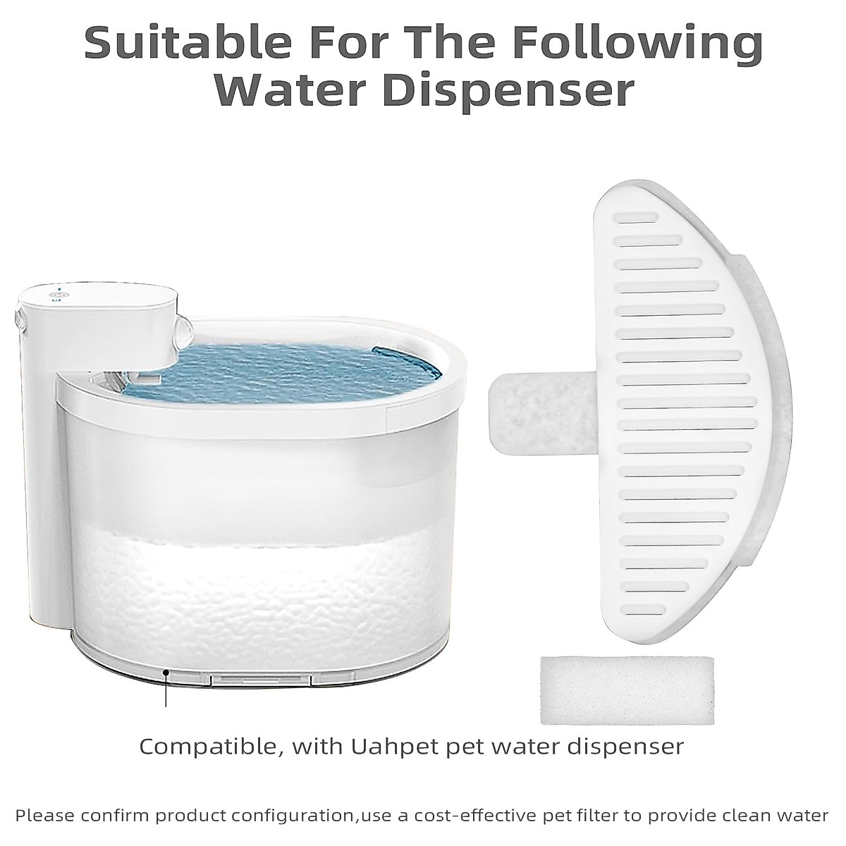 3 Pack Cat Fountain Filters - Compatible with Cat Water Dispenser, 67oz/2L Automatic Water Feeder (3 Filters+6 Sponges)