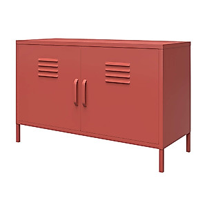 REALROOMS Shadwick 2 Door Wide Metal Locker Accent Storage Cabinet, Terracotta