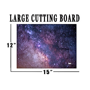 Blue Purple Galaxy Stars Space Pattern Textured Marble Art Kitchen Glass Cutting Board Modern Decorative Gift Abstract Wavy Contrast Design