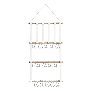 BetterJonny 1Pc Headband and Bow Holder for Girls Hair Bows, White Hanging Baby Headbands Storage Organizer with 30Pcs Stainless Steel Hooks Headband Holder for Room,Door,Wall