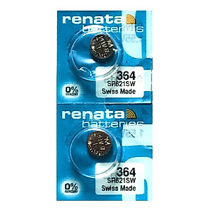 Renata 364 SR621SW Batteries - 1.55V Silver Oxide 364 Watch Battery (2 Count)