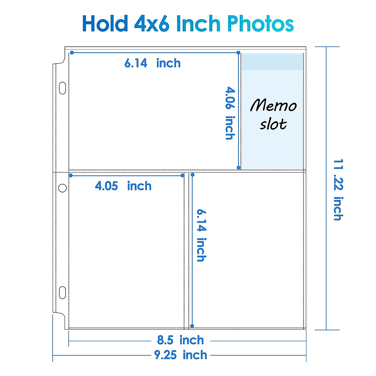 MaxGear Photo Sleeves for 3 Ring Binder 30 Pack - (4x6, for 180 Photos)，Archival Photo Pages Photo Album Refill Pages Photo Sheet Protector Page Protectors 8.5 x 11, Each Page Holds Six 4x6 Pictures