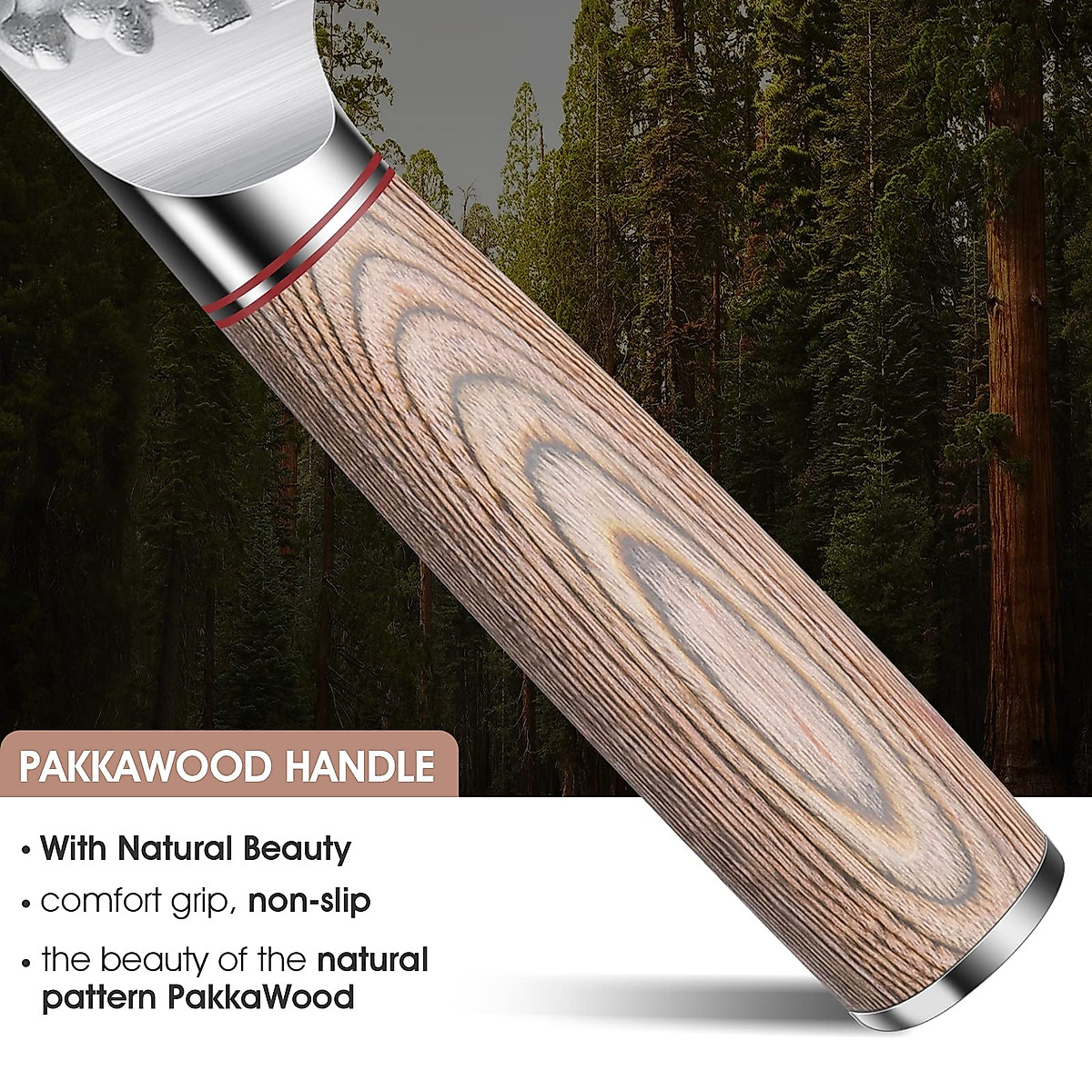 Huusk Japan Knife 7-Inch Santoku Chef Knife Professional Hand Forged High Carbon Steel Kitchen Knife, Japanese Santoku Knife for Meat Vegetables - Wood Handle, Father's Day Christmas Gift Men Women