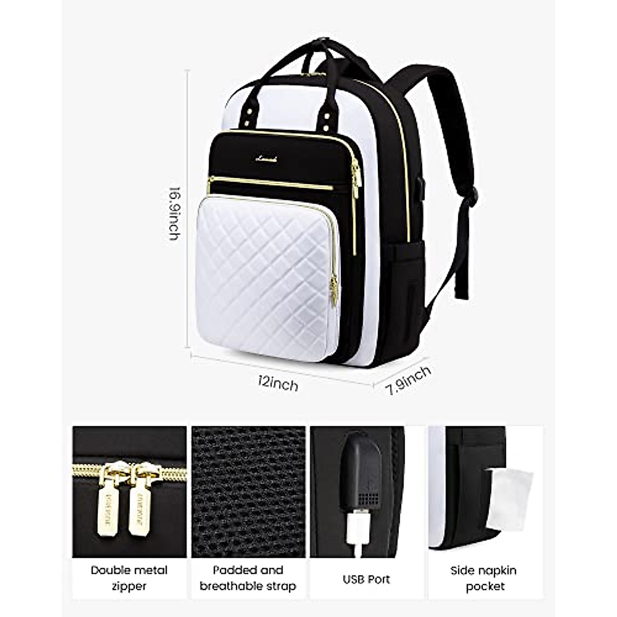 LOVEVOOK Laptop Backpack for Women, Fashion Travel Work Commuter Backpack Purse with USB Port, Lightweight Casual Daypacks, Nurse Teacher Computer Bag, College Bookbag, Fit 15.6" Laptop