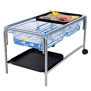 edxeducation Sand and Water Table Set - Water Sensory Table for Kids - 23”H - Tubular Steel Frame - Includes 2 Mini Tuff Trays and Plug - Indoor and Outdoor