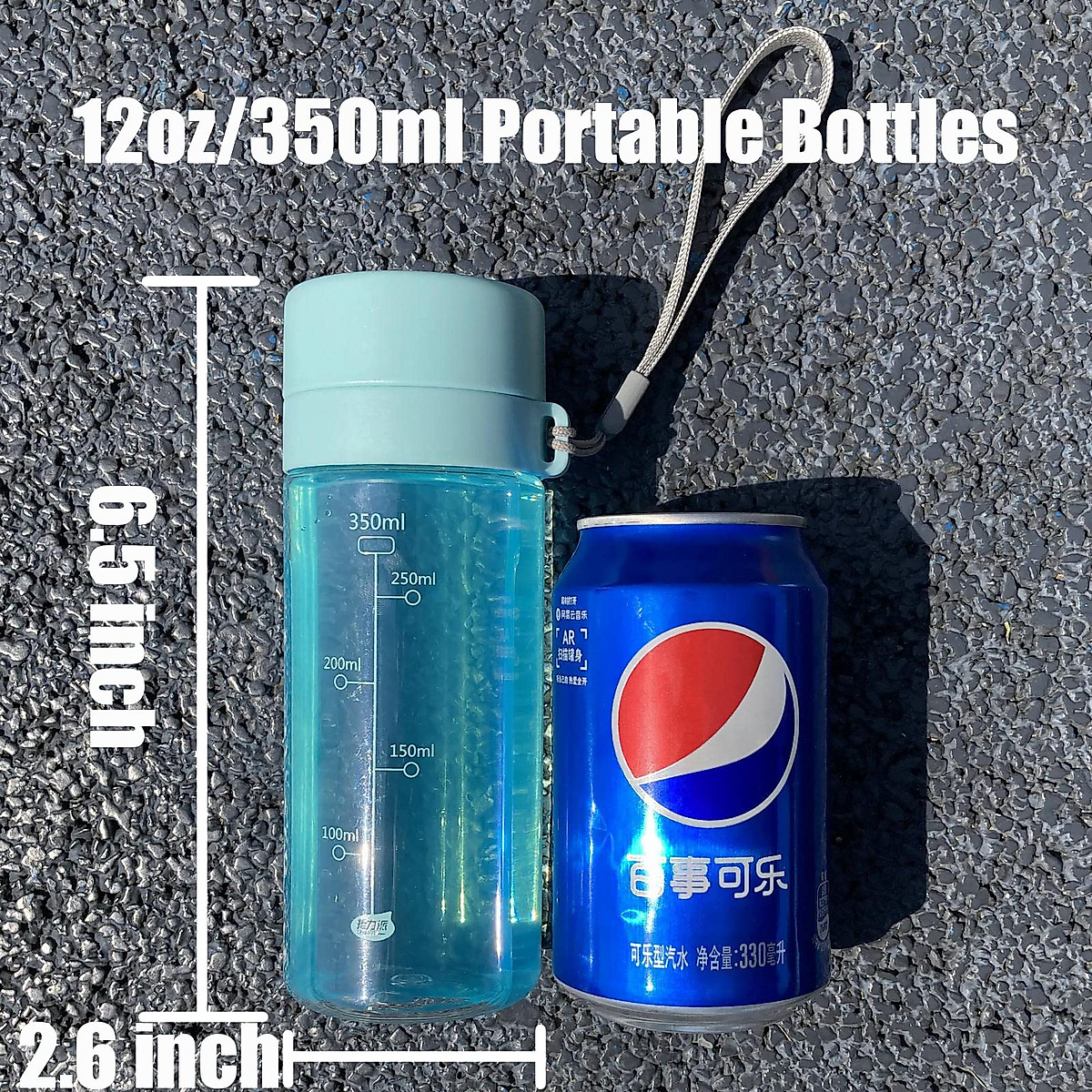 SEAYIN 12oz Kids Small Water Bottle for School Lunch Plastic Reusable Juice Bulk Cute Mini Kawaii Crunch Cups Portable Cereal Refillable Milk Mug for Smoothie Coffee Tea Snacks and Other Drinks Beverage (350ml, 4 pcs)