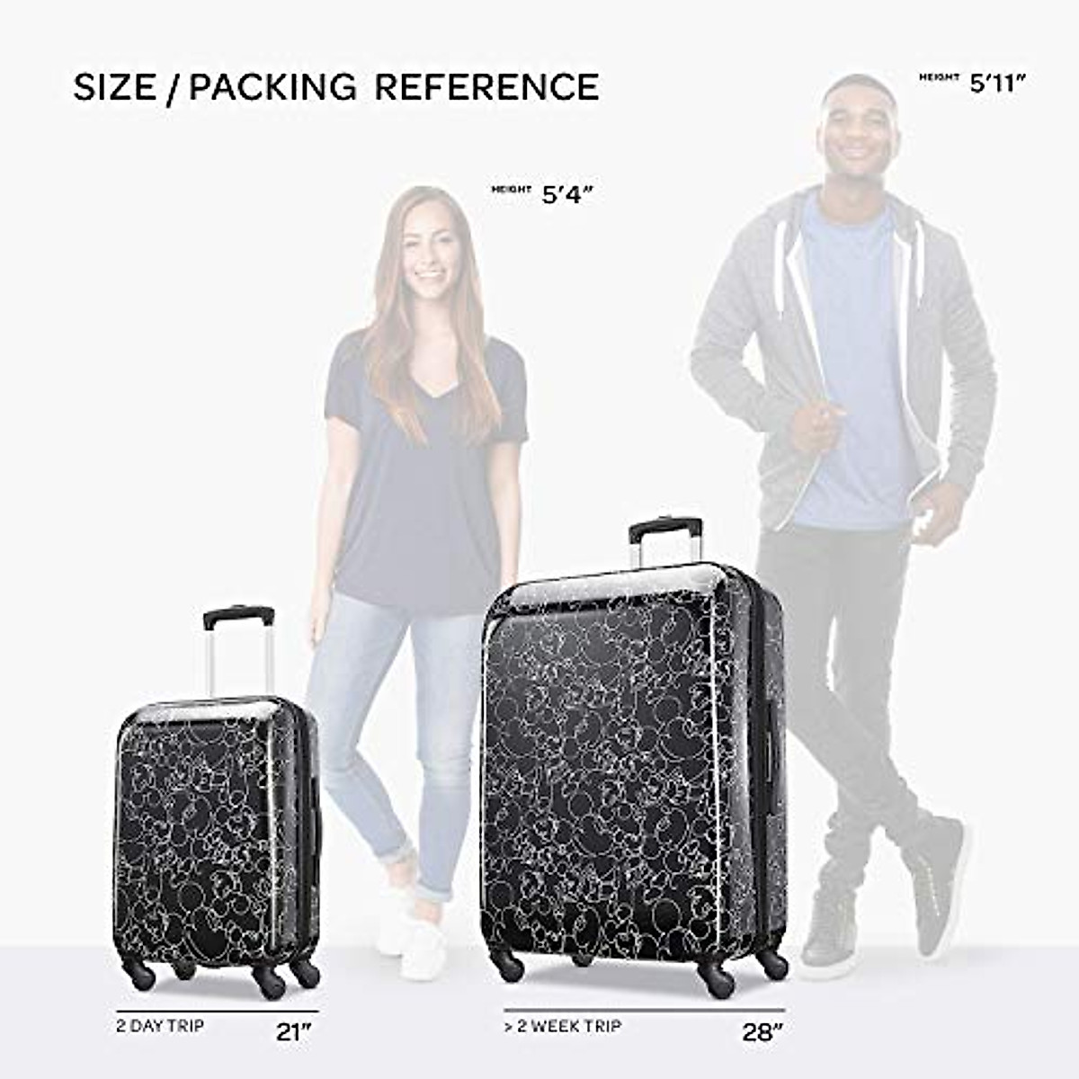 AMERICAN TOURISTER Disney Hardside Luggage With Spinner Wheels, Mickey Mouse Scribbler Multi-Face, 2-Piece Set (20/28)