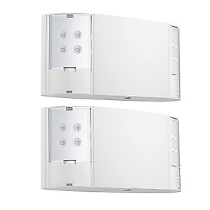 Spectsun 2 Pack LED Emergency Lighting with Battery Backup-Two Square Heads White Commercial Emergency Lights -UL Listed-AC 120/277V-Hardwired Emergency Exit Light Fixtures for Business/Home