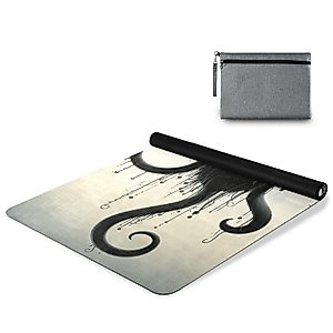 GOODOLD Funny Black Cat Yoga Mat, 71 x 26 Inch Non-slip Yoga Mats Folding Travel Exercise Mat Indoor Outdoor Gym Pilates with Storage Bag for Women Men