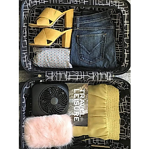 Treva 5 Inch Battery Powered Fan With LED Lights, Portable Desk Fan with 2 Cooling Speeds, Folding & Tilt Design Small Cubicle Accessories (Grey)