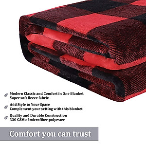 PiccoCasa Pet Dog Blanket, Flannel Fleece Puppy Blanket Plaid Plush Warm Rug Blankets for Small-Medium Dogs Cats Sleeping Mat, 30 x 40 Inches, Scarlet+Black