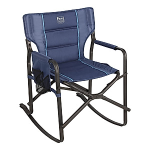 TIMBER RIDGE Outdoor Director's Mesh Side Pocket Hard Arm Folding Rocking Camping Chair, Supports 300 LBS, Blue
