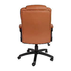 Flash Furniture Flash Fundamentals Big & Tall 400 lb. Rated Brown LeatherSoft Swivel Office Chair with Padded Arms, BIFMA Certified