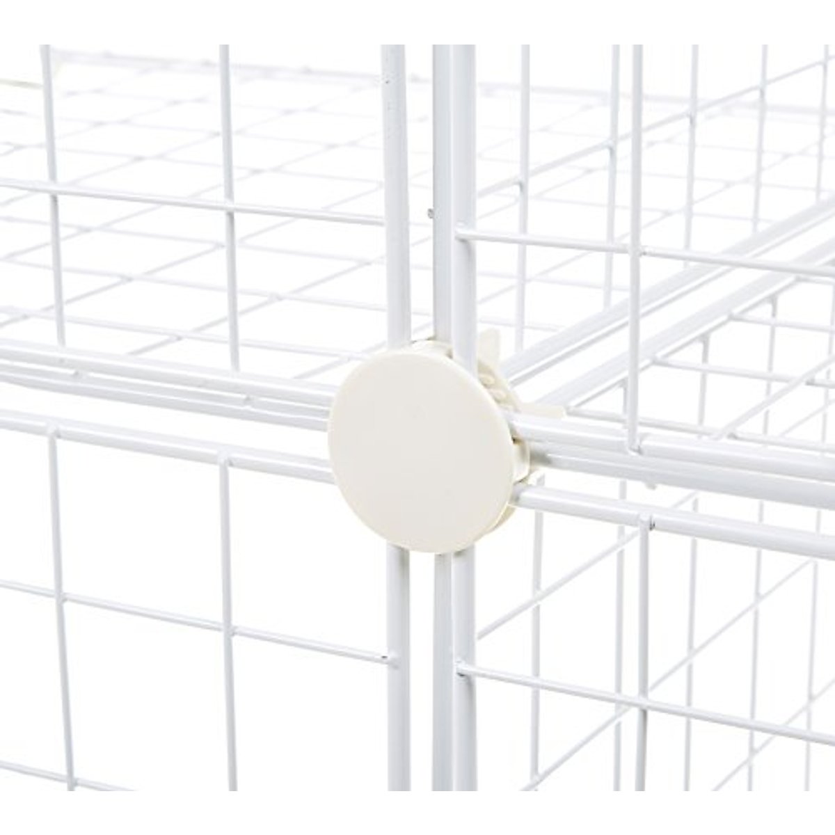 Amazon Basics Collapsible Fabric Storage Cubes Organizer with Handles, Beige - Pack of 6 & Amazon Basics 6-Cube Wire Grid Storage Shelves, 14" x 14" Stackable Cubes, White