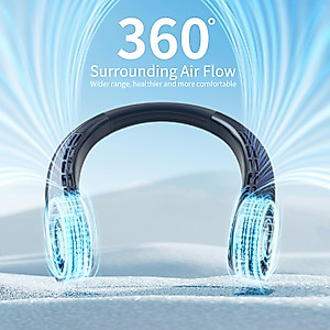 Prubensic Portable Neck Fan, Hands Free Bladeless Fan, 4000mAh 4-16H Battery, Fast 360 Cooling, No Hair Twisting, Ultra Quiet, Travel Essentials, Suitable Home Office Sports, Gifts for Women Men-Blue