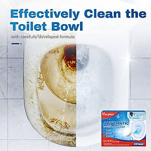 Vacplus Toilet Bowl Cleaners - 12 Pack, Toilet Cleaner with Bleach, Automatic Toilet Bowl Cleaners, Toilet Tank Cleaners with a Long Duration, Household Toilet Cleaner
