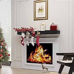 SAUMONIERES Fireplace Mantel Shelves 60 Inch Solid Wood Wall Mounted Long Floating Shelf Hollow, Black