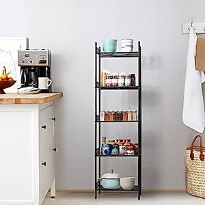 5 Tier Wire Shelving Metal Storage Rack Standing Shelving Units Shelves Bathroom Shelf for Laundry Bathroom Kitchen Livingroom Pantry Closet Garage 12.6" D×16.3" W×57" H, Black