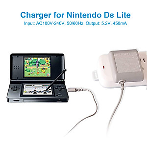 DS Lite Charger Kit, AC Power Adapter Charger and 4 Stylus Pen Compatible with Nintendo DS Lite, Wall Travel Charger Replacement for DS Lite(100-240v)