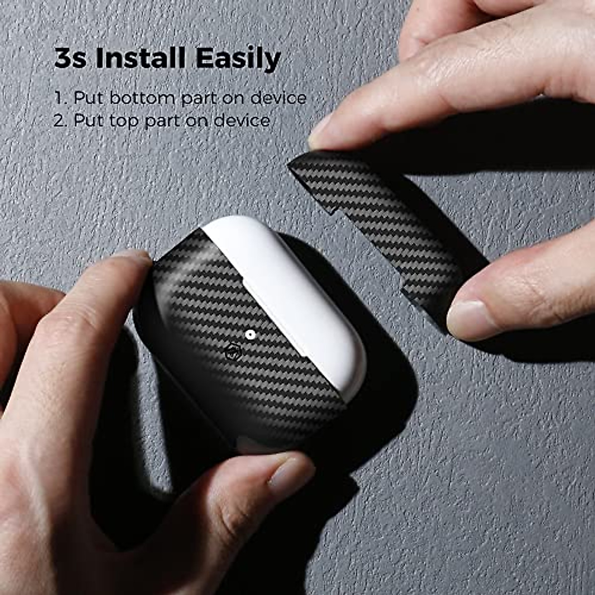 MONOCARBON Real Carbon Fiber Case for AirPods Pro 2nd Generation 2022 with Stripes Lanyard | Slim & Durable Cover for AirPods Pro 2 Accessories | Support Wireless Charging | Shock-Absorbing Protective