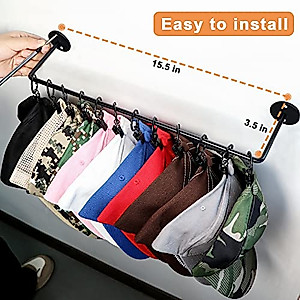 CAPHONT Hat Wall Rack Cap Organizer 2 Pack Baseball Hat Racks Display Holder with 24 Detachable Metal Clips Hooks Baseball Cap Display Wall Mounted