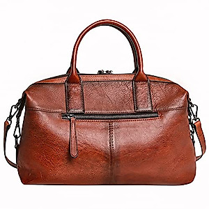 Iswee Genuine Leather Women Handbag Soft Satchel Totes Top Handle Shoulder Bag Cross Body Purses Work Bags Fashion (Brown)