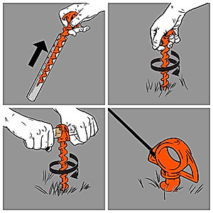 Orange Screw: The Ultimate Ground Anchor | LARGE 2 Pack Tent Stakes | Made in USA (Orange)