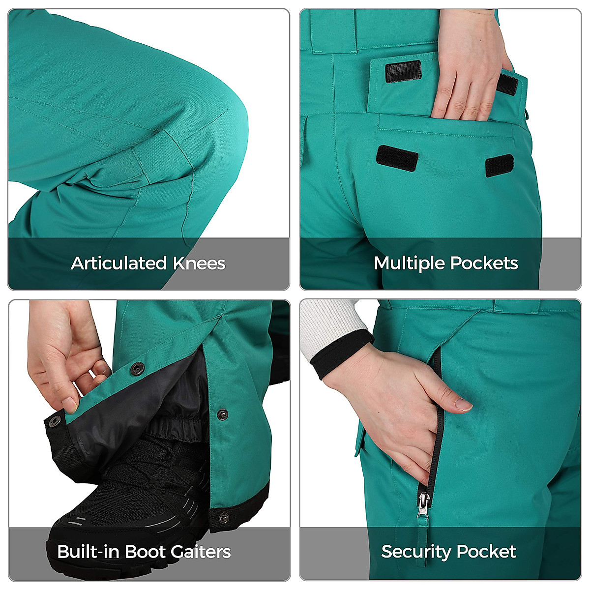 wantdo Women's Waterproof Ski Pants Winter Warm Snowboard Pants Outdoor Snow Pants Blue Large