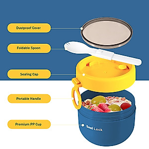 Overnight Oats Containers with Lids, 20oz Portable Overnight Oats Jars with Spoons, Leak-proof Plastic Yogurt Jars, Oatmeal Container for Yogurt Breakfast On The Go Cups, Dessert Snack Containers