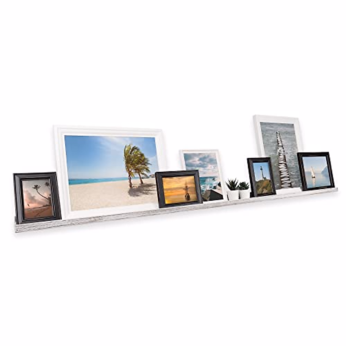 Rustic State Ted Wall Mount Extra Long Narrow Picture Ledge Photo Frame Display - 72 Inch Wooden Floating Shelf for Living Room Office Kitchen Bedroom Bathroom - Burnt White