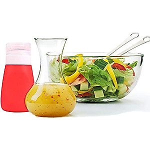HongMall Squeeze Bottle Salad Dressing Container, Dressing to Go for Lunch and Travel, Portable Sauce Leakproof Mini Storage Bottles (Food-Grade Silicone, BPA Free), 1.3 oz (Set of 4)