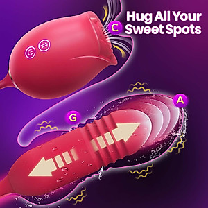 Sucking Sex Toys for Women - Rose Vibrator with Dildo Adult Toys, Sex Stimulator Sucker with 9 Sucking & 9 Thrusting G Spot Vibrators Clitoral Nipple Toys for Womens Sex