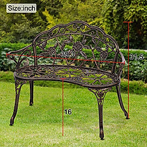 TTY Store Patio Garden Bench Park Bench Loveseats for Outdoor Porch, Patio, Lawn, Balcony, Backyard and Indoor Metal Material Bench