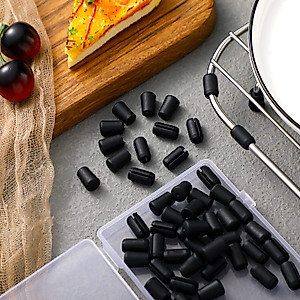 Rubber Feet for Sink Grid Sink Protecter Rubber Grid Kitchen Sink Wire Protective Rack Feet Grate Rubber Wire Bumper Replacement Protector Parts for Kitchen Rack, 60 Pieces (Black) (Black)